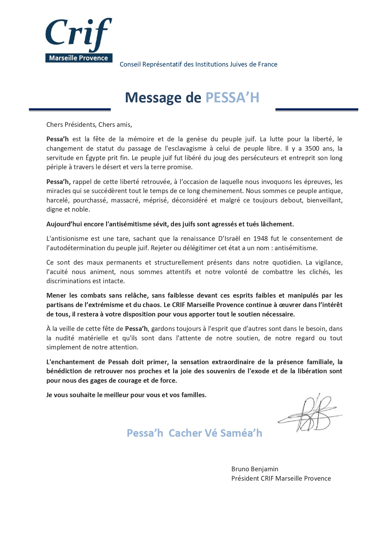 Le Crif Marseille Provence et son Président Bruno BENJAMIN vous ...